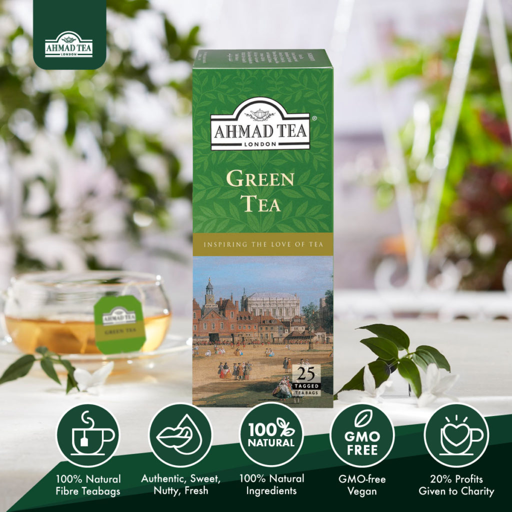 Ahmad Tea Green Tea Pure (25 Teabags - Tagged)