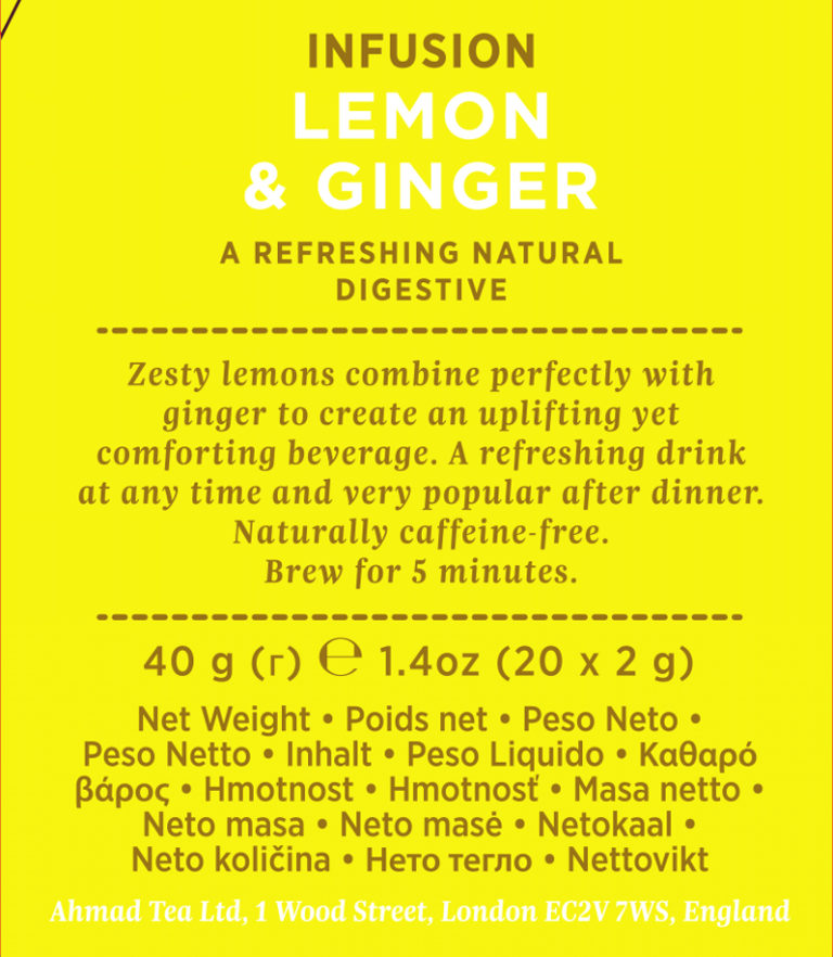 Lemon & Ginger Infusion | Fruit Teas | Non-caffeinated Teas